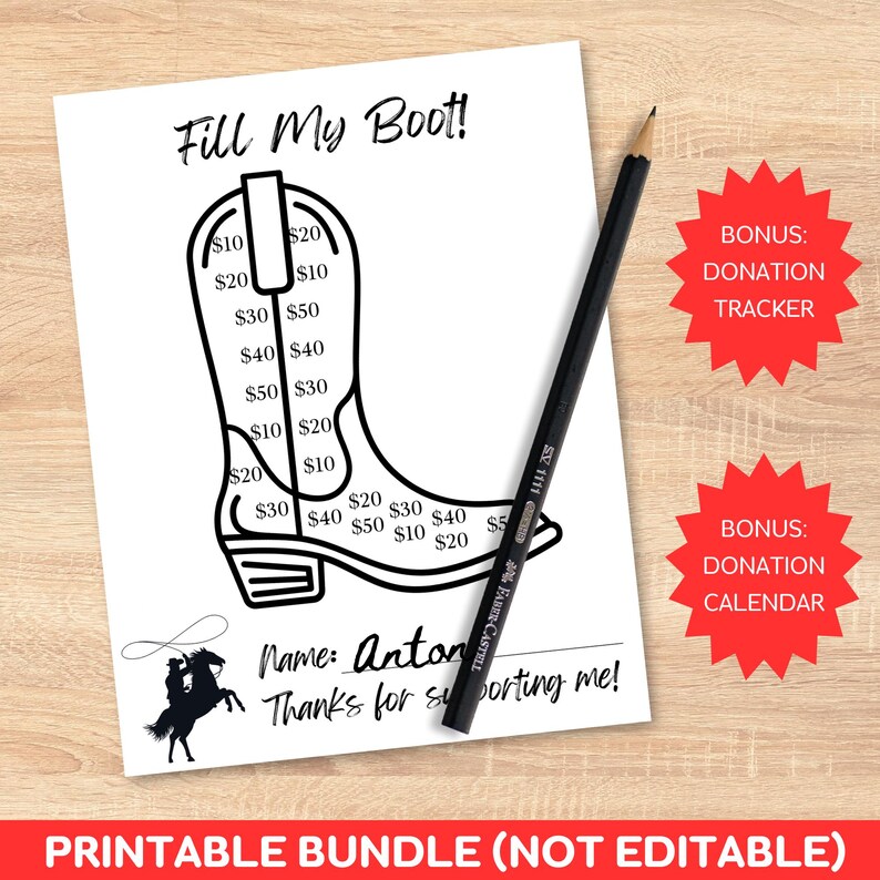 Printable Western Style Fundraiser Kit With Pick a Date Donation ...