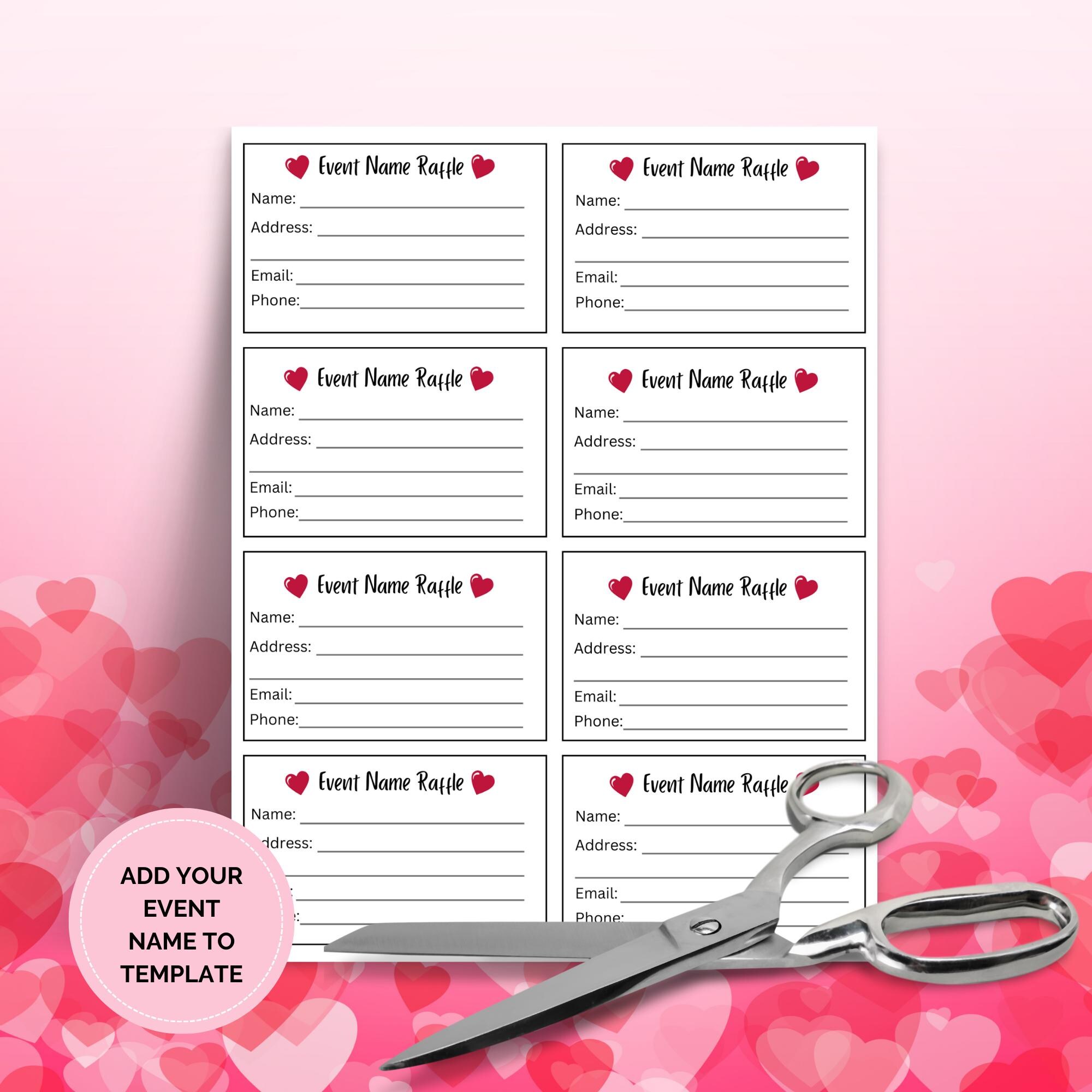 Editable Valentines Day Raffle Ticket Template, Fundraising Event ...