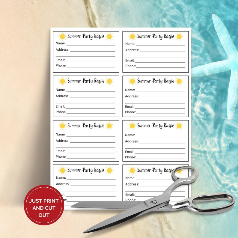 Editable Summer Party Raffle Ticket Template, Corporate Fundraising ...