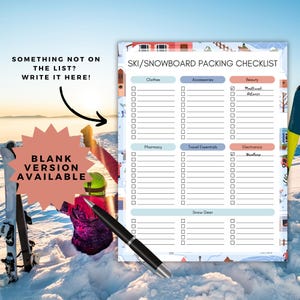 Printable Winter Ski and Snowboard Travel Checklist for All Your Travel ...