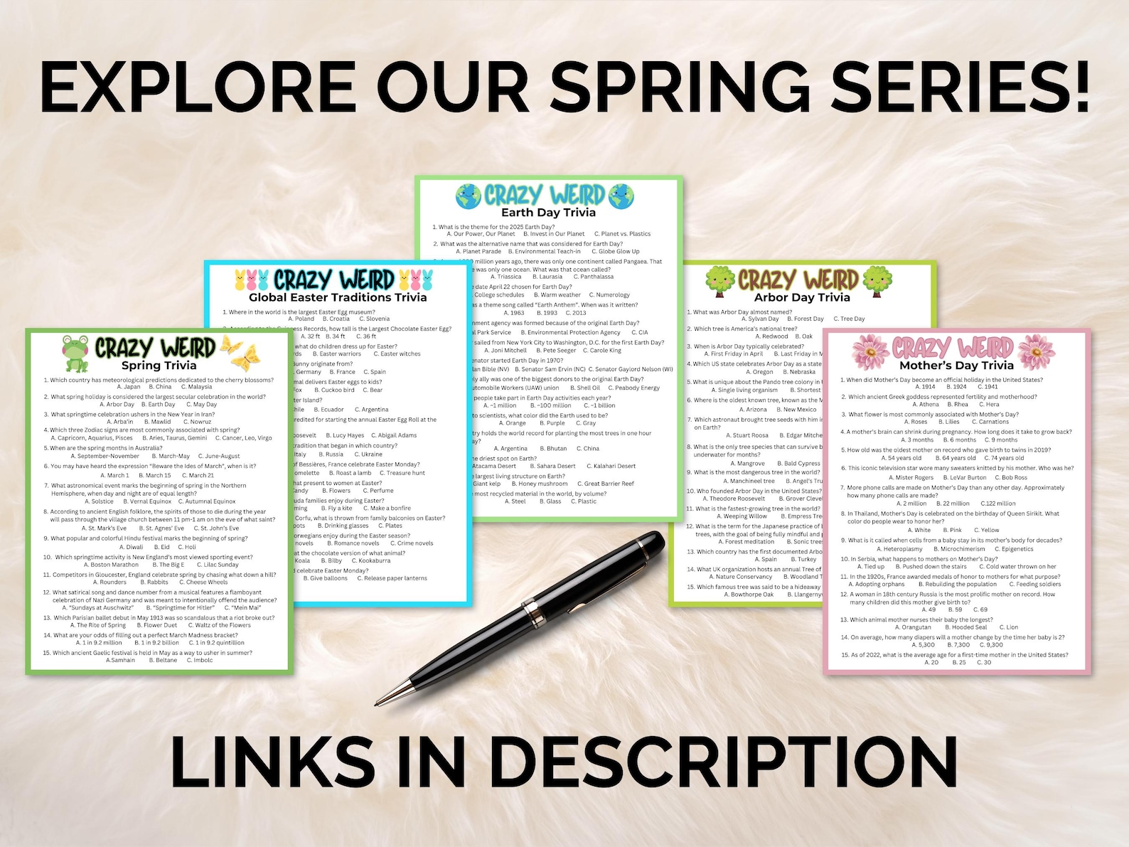 Printable Crazy Weird Spring Trivia Game, Pub Trivia, Icebreaker ...