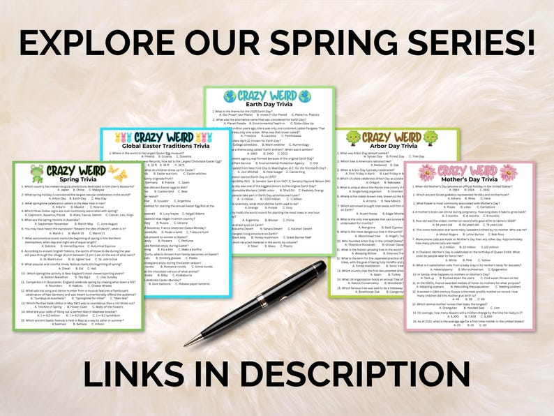 Printable Crazy Weird Spring Trivia Game, Pub Trivia, Icebreaker Activities for Work TRIV02 - Etsy