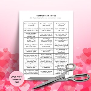Editable Mini Compliment Notes for World Compliment Day, Anniversaries ...