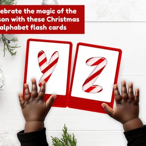 Printable Christmas Alphabet Flash Cards for Kids With Bonus Number ...