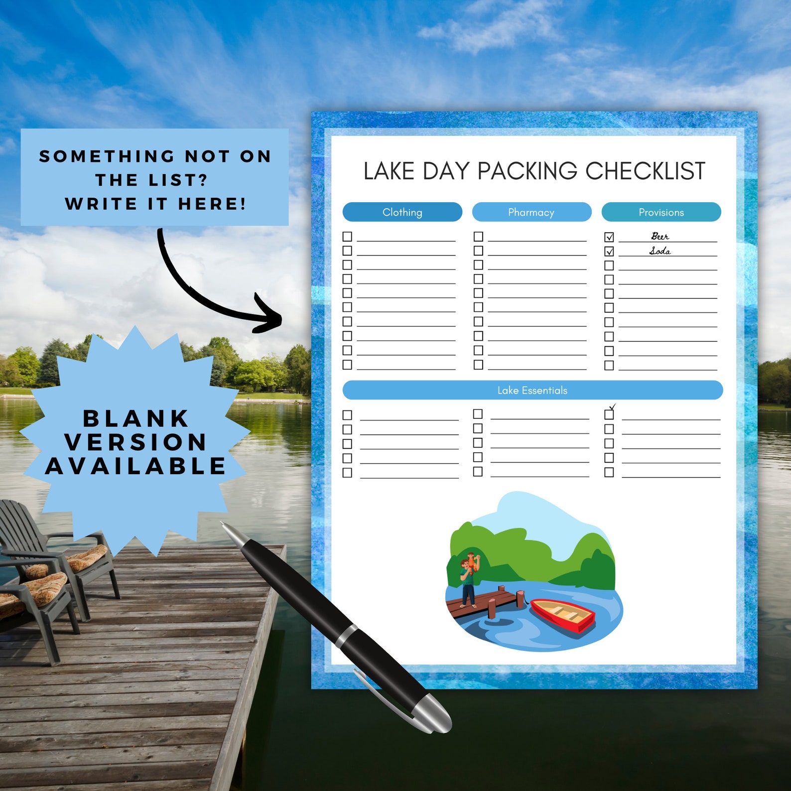 Printable Lake Day Packing Checklist for All Your Travel Essentials - Etsy