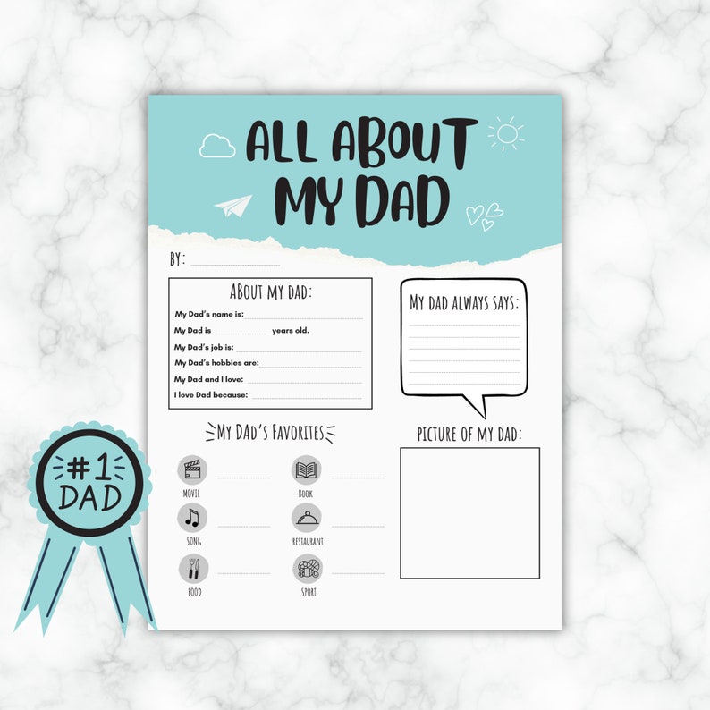 Printable All About My Dad Activity, A Meaningful and Sentimental Gift ...
