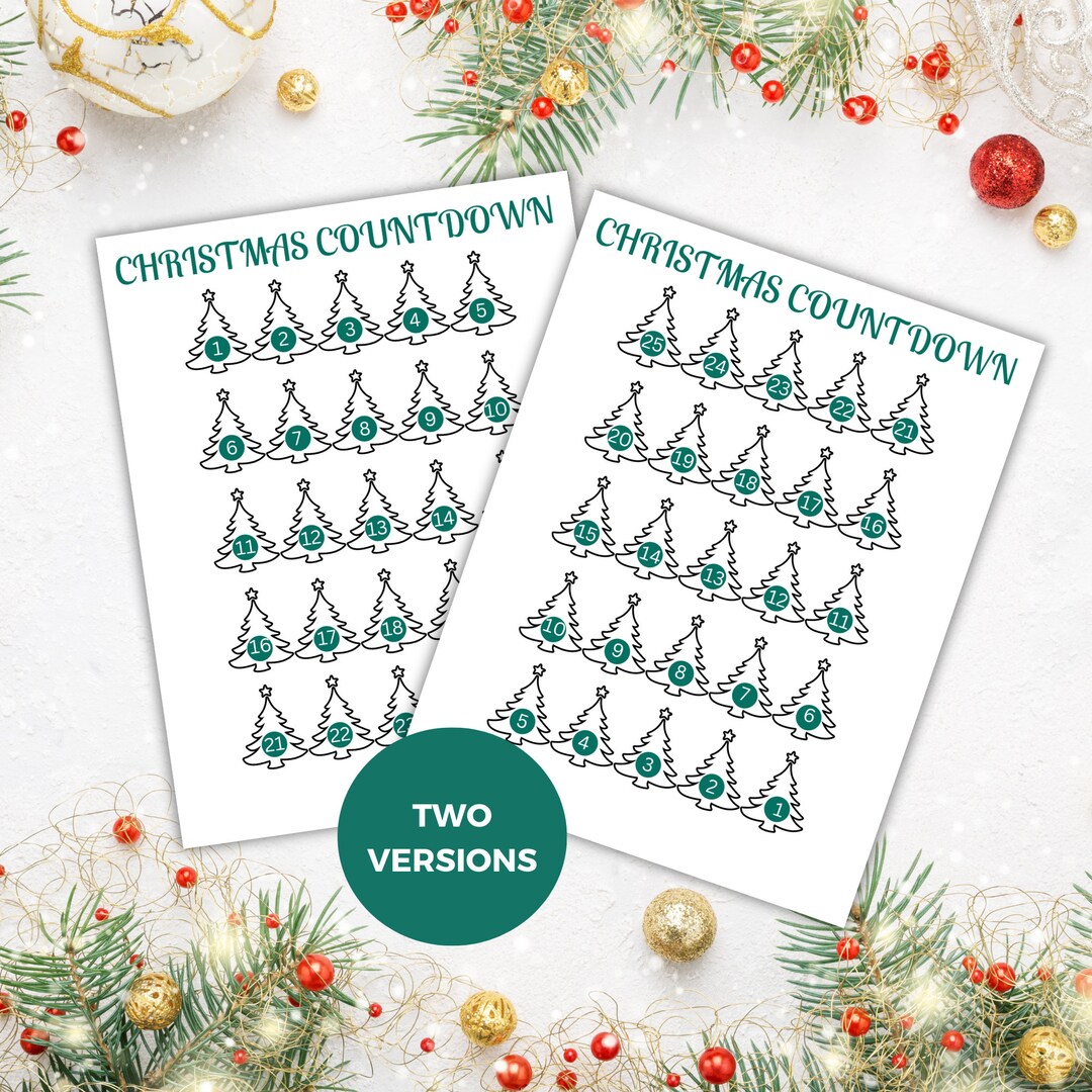Printable Christmas Countdown Calendar: Christmas Tree Version to Mark ...