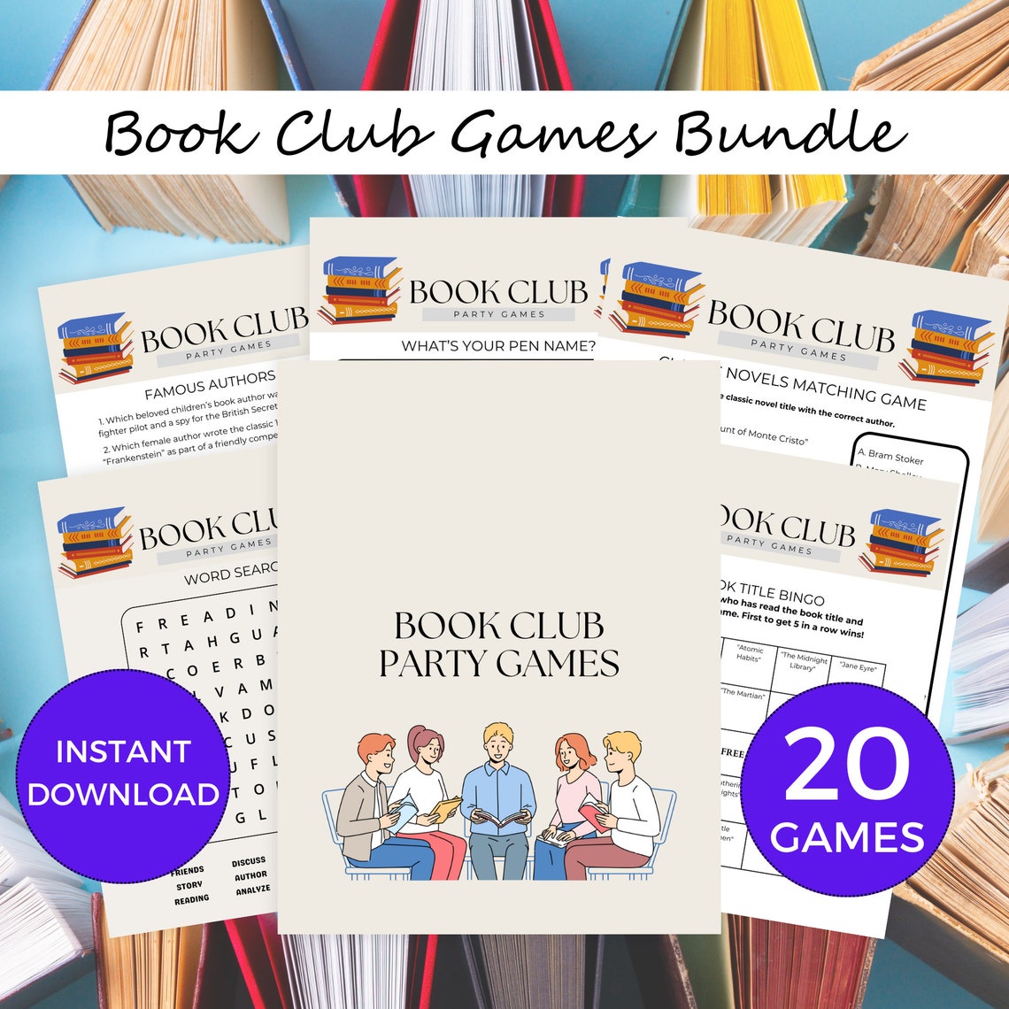Ultimate Printable Book Club Games Bundle: Icebreakers, Puzzles ...
