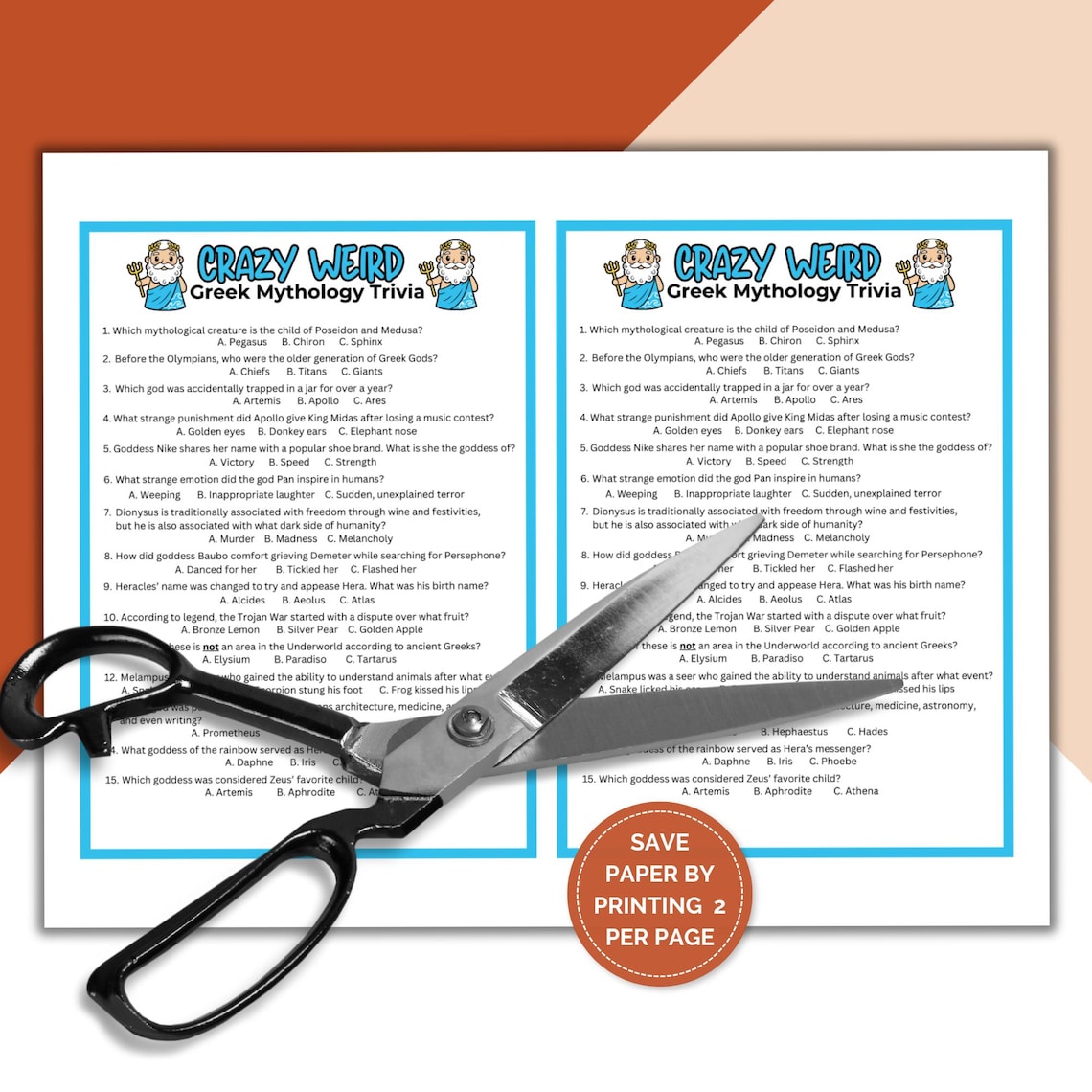 Printable Crazy Weird Greek Mythology Trivia Game, Greek Gods Pub ...