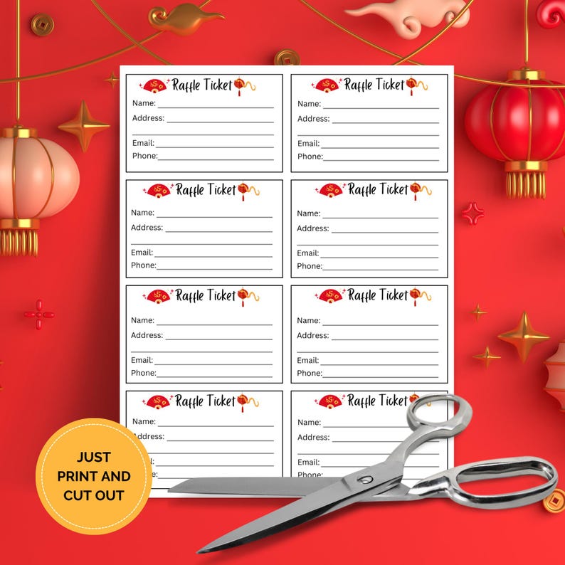 Printable Lunar New Year Raffle Tickets, Chinese New Year Fundraising ...