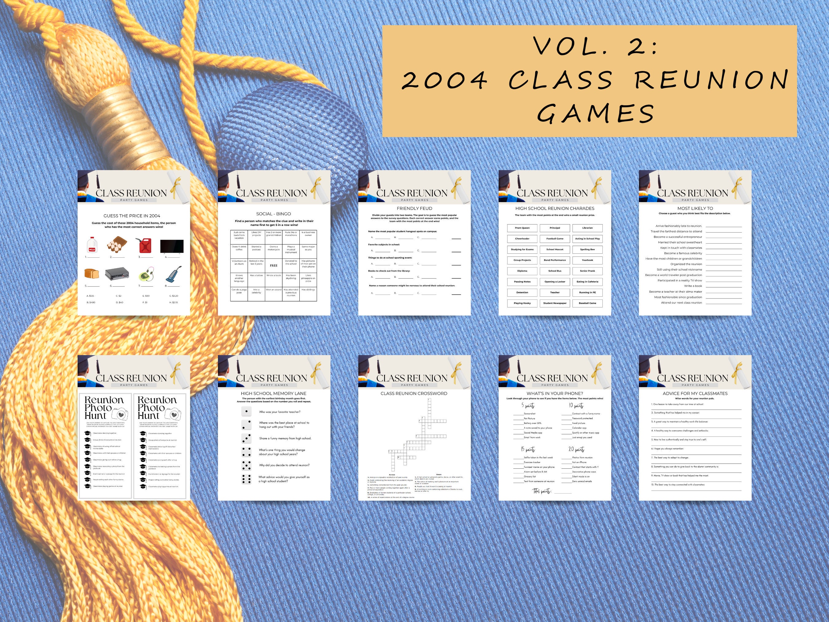 Printable Class of 2004 Class Reunion Games, High School Reunion, Class ...
