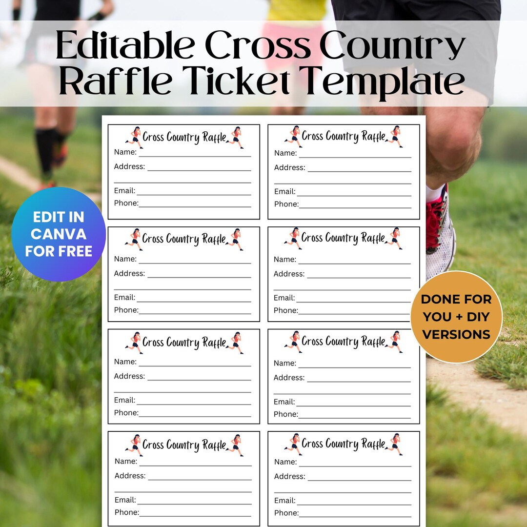 Editable Cross Country Raffle Ticket Template, Fundraising Event ...