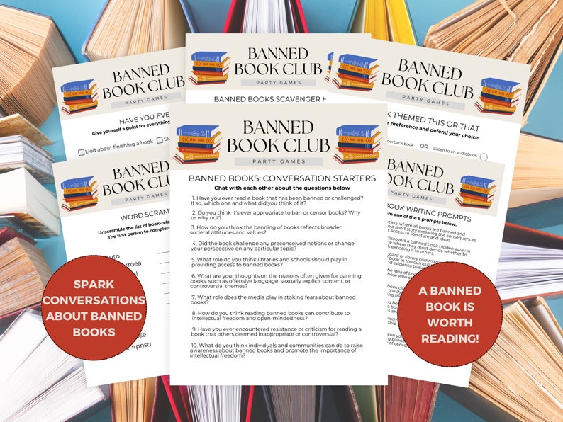 Printable Banned Books Games Bundle: Icebreakers, Puzzles, Questions ...