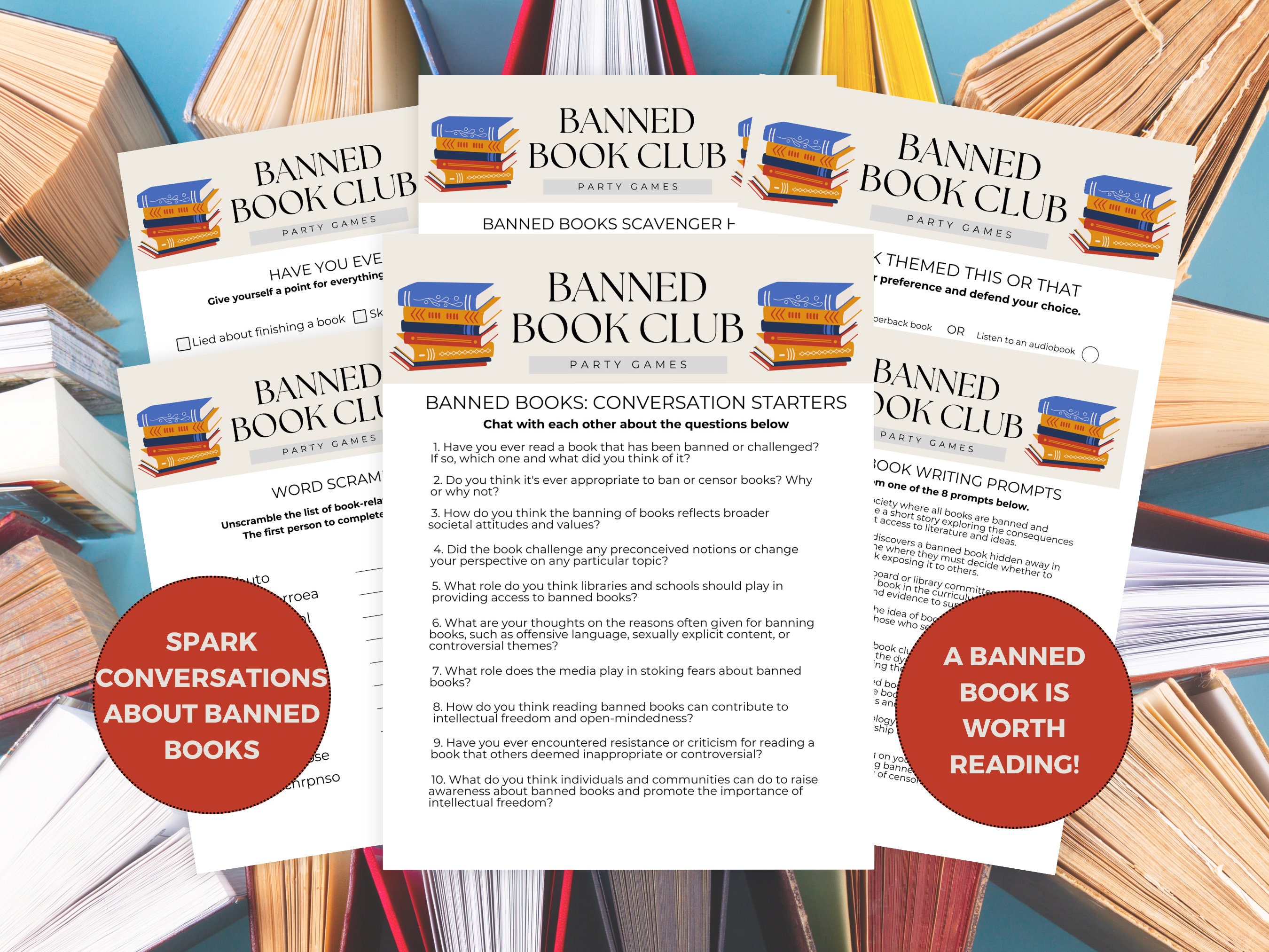 Printable Banned Books Games Bundle: Icebreakers, Puzzles, Questions ...