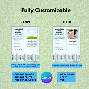 Editable Dog Walking Tear off Flyer, Dog Walker Flyer, Pet Business ...