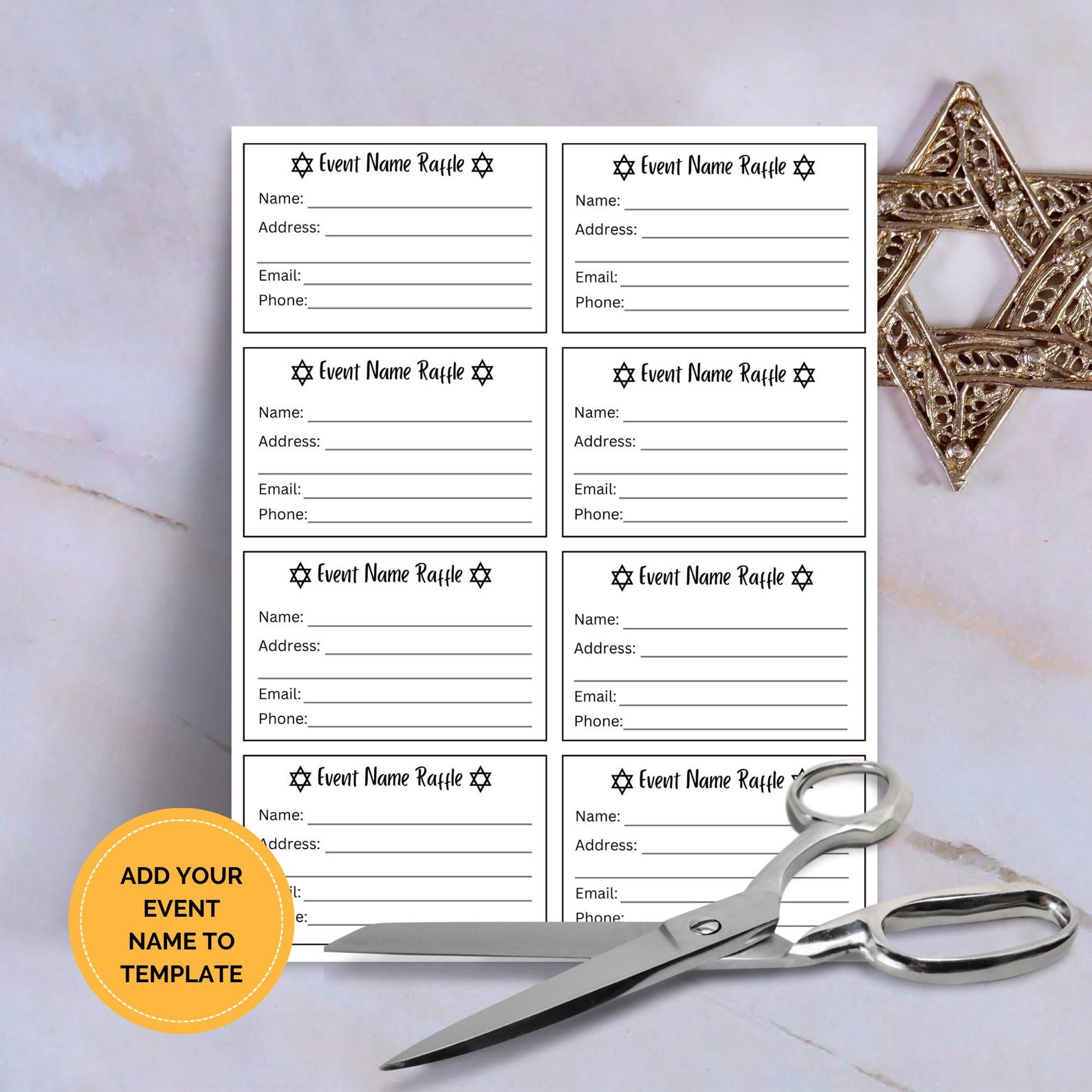 Editable Temple Raffle Ticket Template, Fundraising Event Ideas, Jewish ...