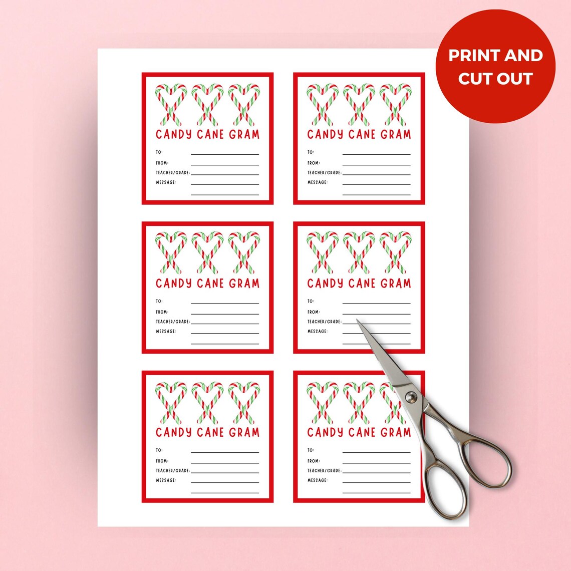 Printable Christmas Holiday Candy Cane Grams, Candy Fundraiser, PTO ...