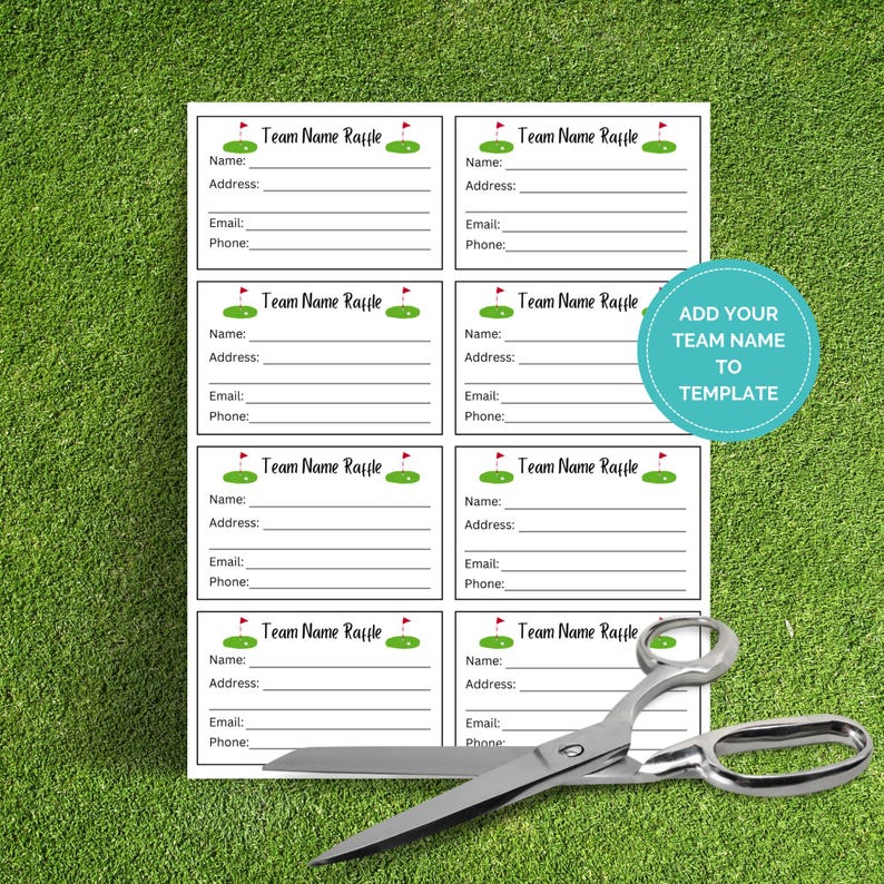 Editable Golf Raffle Ticket Template, Fundraising Event, School PTO ...