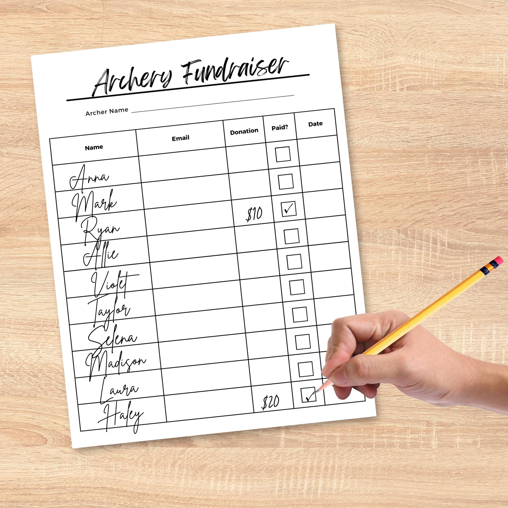 Printable Archery Fundraising Bundle: Fill My Target, Pick a Date ...