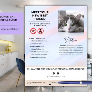 Editable Cat Adoption Event Tear off Flyer, Nonprofit Animal Shelter ...