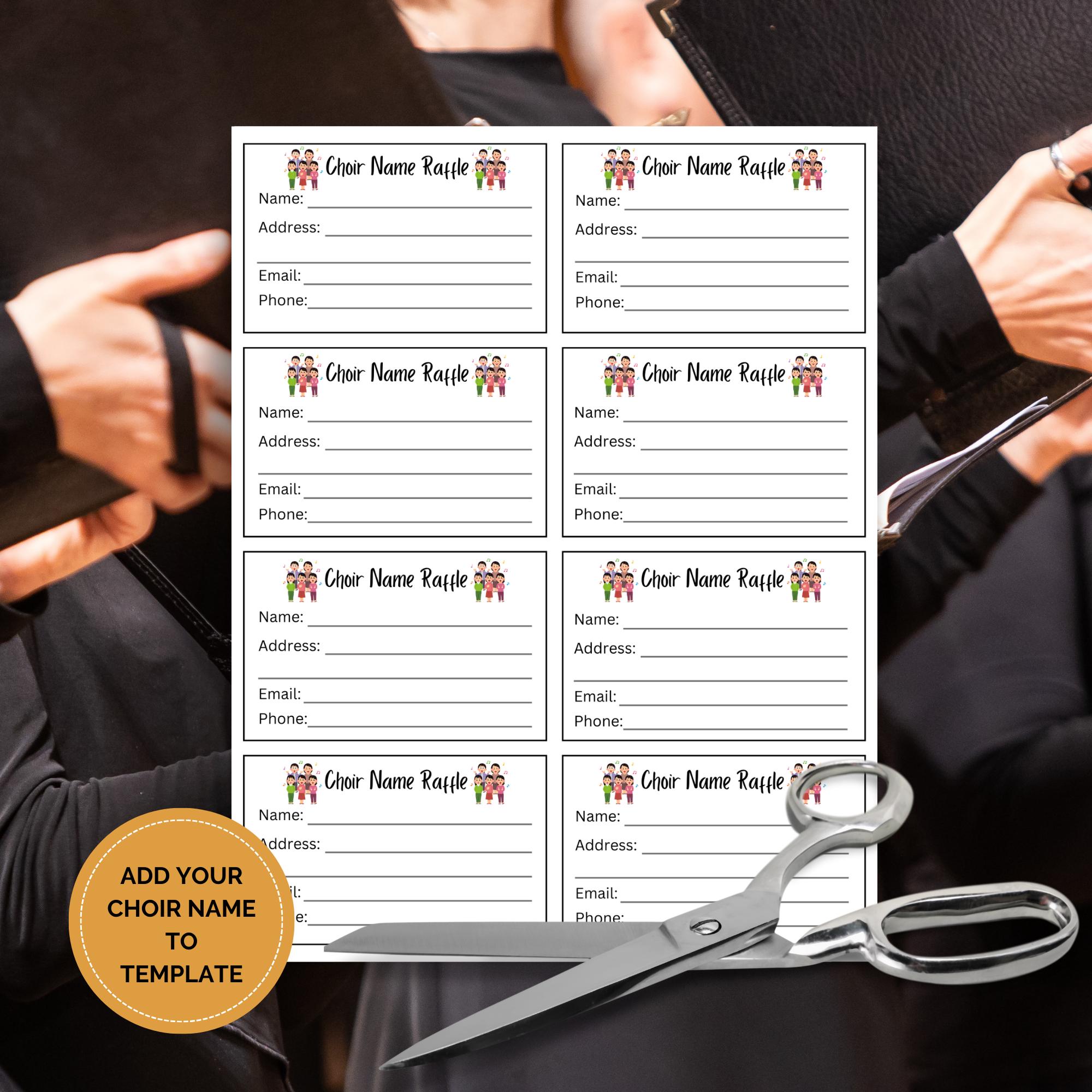 Editable Choir Raffle Ticket Template, Church or Show Choir Fundraising ...