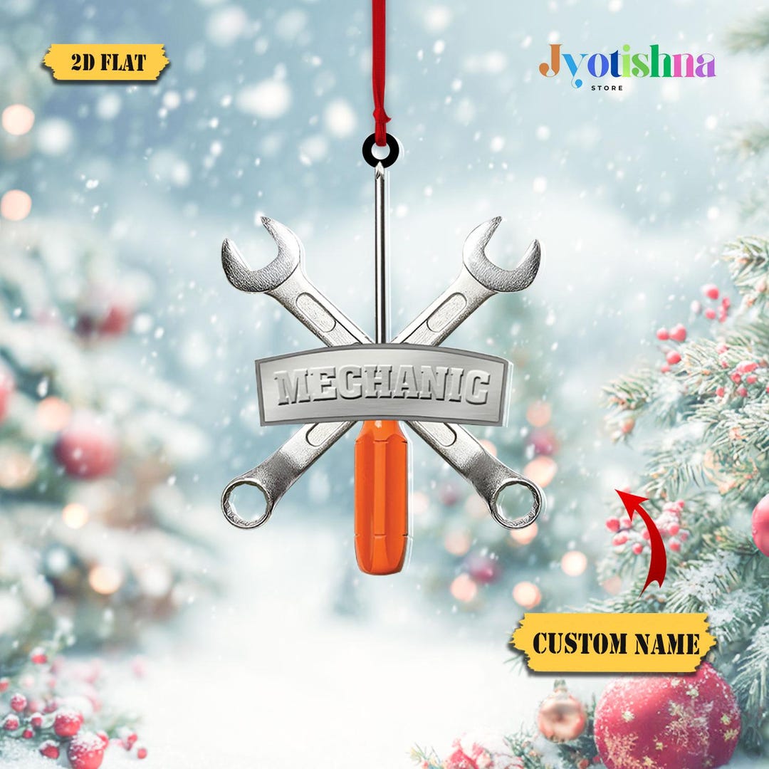 Personalized Wrench Christmas Tree 2D FLAT Ornament, Custom Mechanic ...