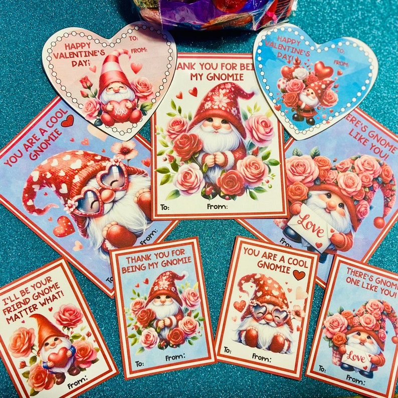 Printable Valentine's Day Gnome Cards - Etsy