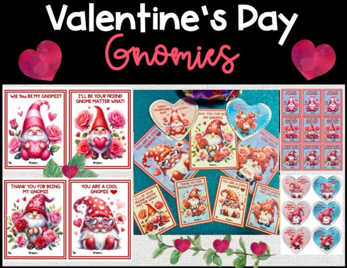 Printable Valentine's Day Gnome Cards - Etsy