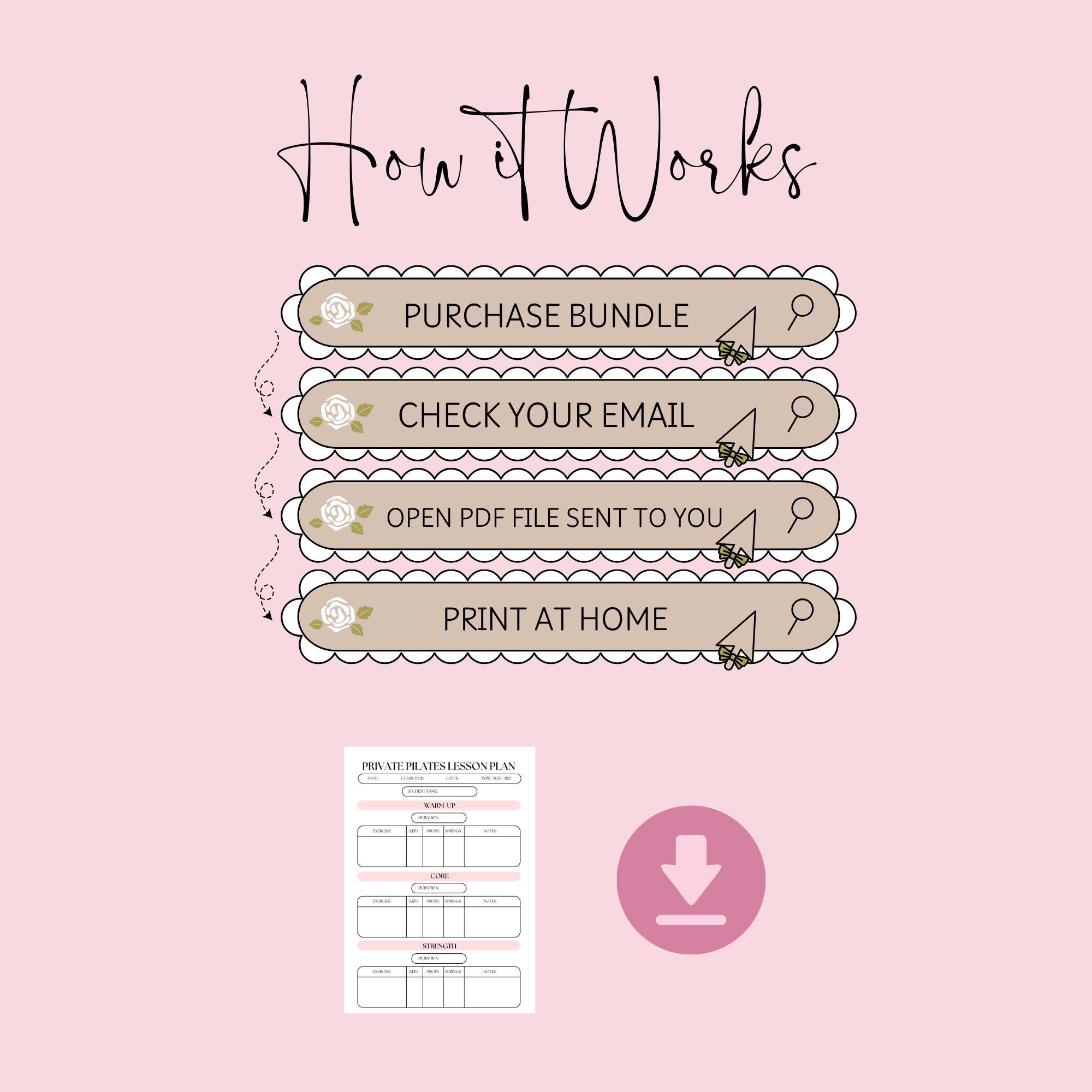 Pilates Class Lesson Planner, Printable Fitness Schedule, Instructor ...