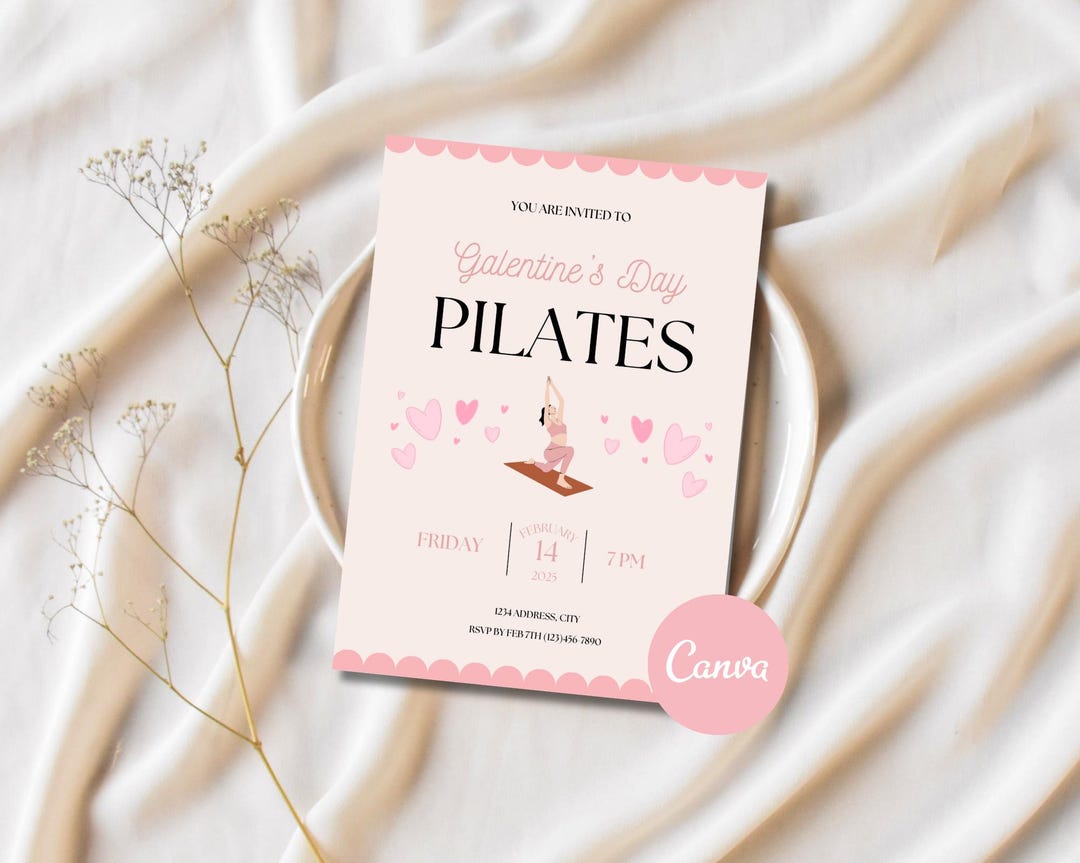 Galentine's Day Pilates Invitation Template, Editable Canva Design for ...