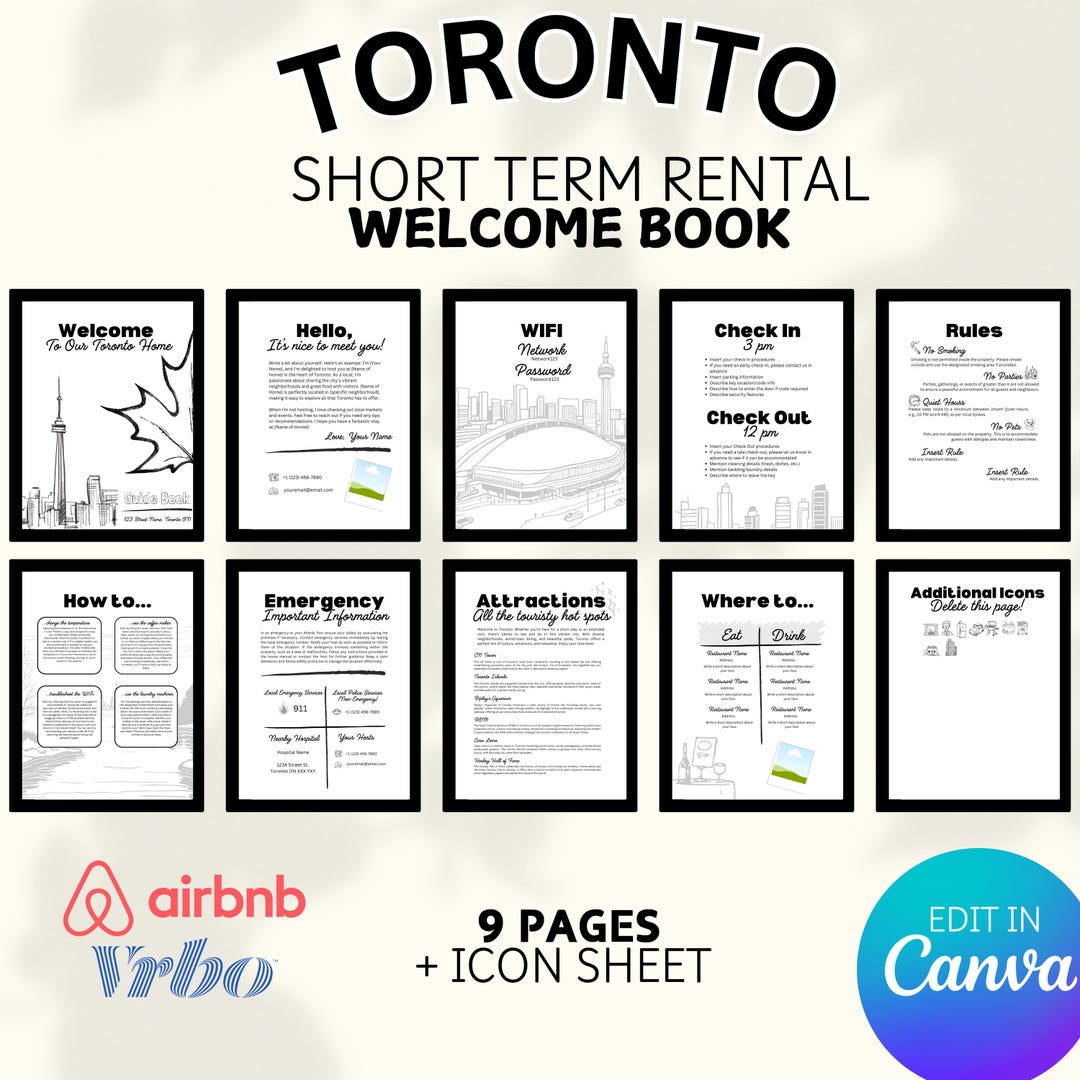 Short Term Rental Welcome Book Template | Airbnb Guidebook Template ...