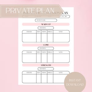 Pilates Class Lesson Planner, Printable Fitness Schedule, Instructor ...