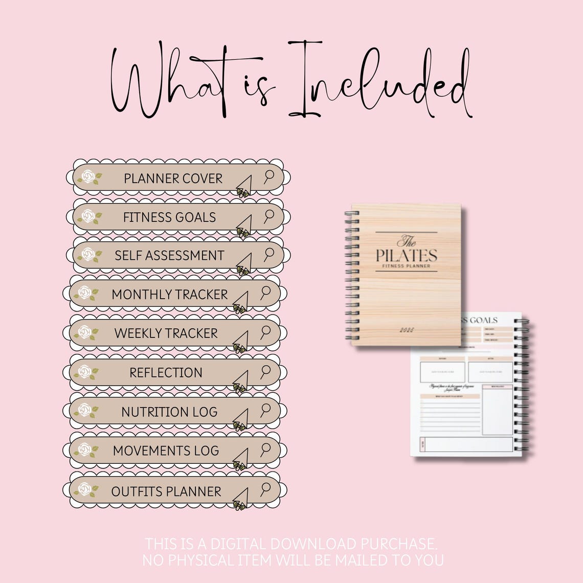 Pilates Digital Planner, Printable Fitness Tracker, Wellness Planner ...