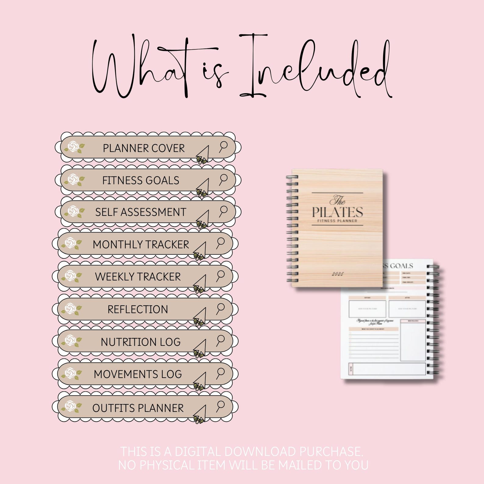 Pilates Digital Planner, Printable Fitness Tracker, Wellness Planner ...