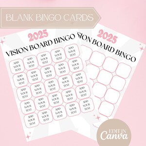 2025 Vision Board Bingo, Goal Setting Worksheet (editable Canva File ...