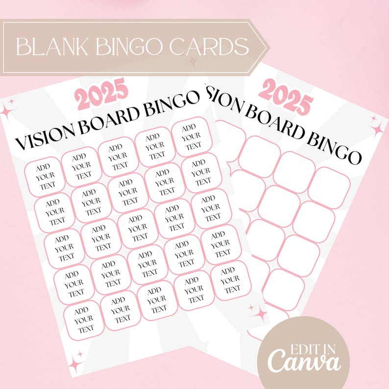 2025 Vision Board Bingo, Manifestation Goal Setting Worksheet ...