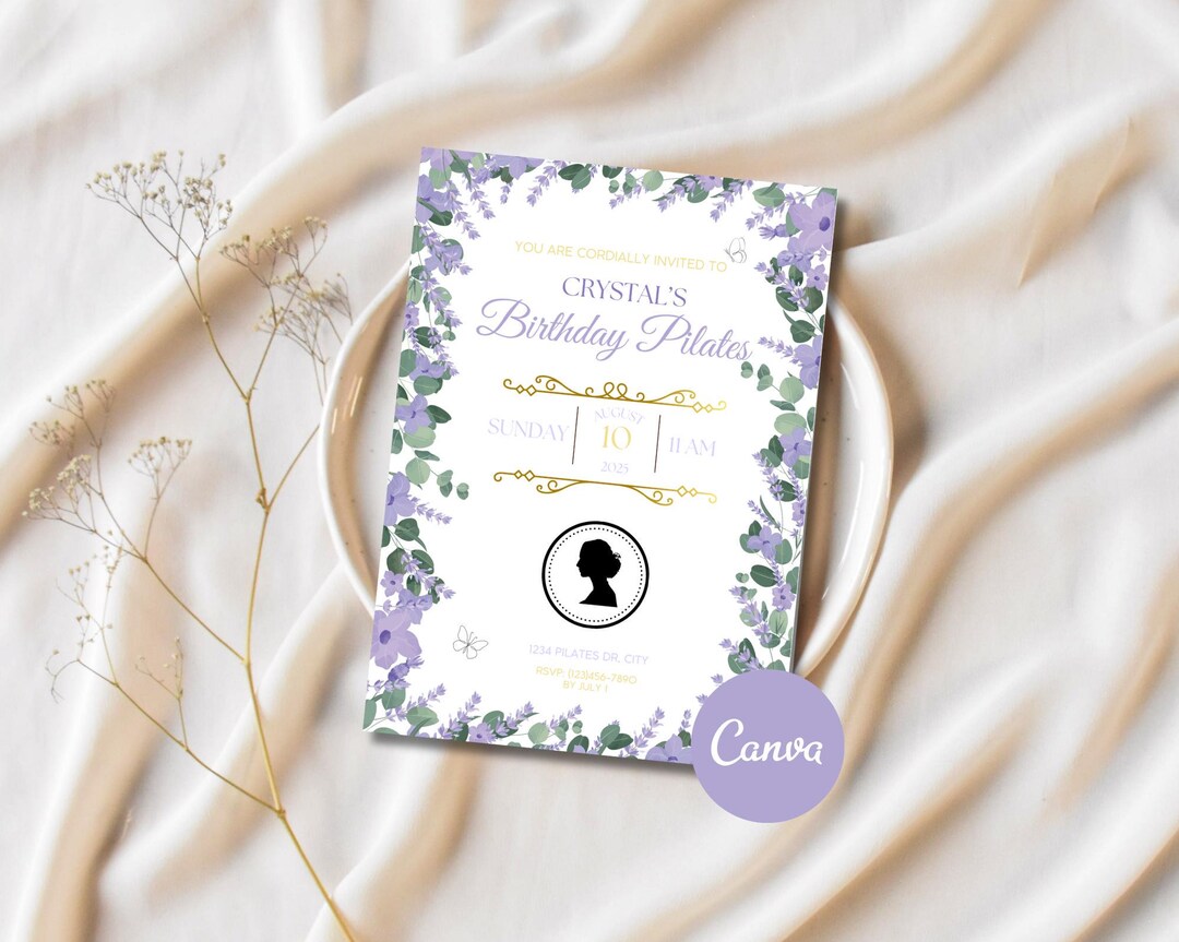 Bridgerton Birthday Pilates Invitation Template, Printable Regency Yoga ...