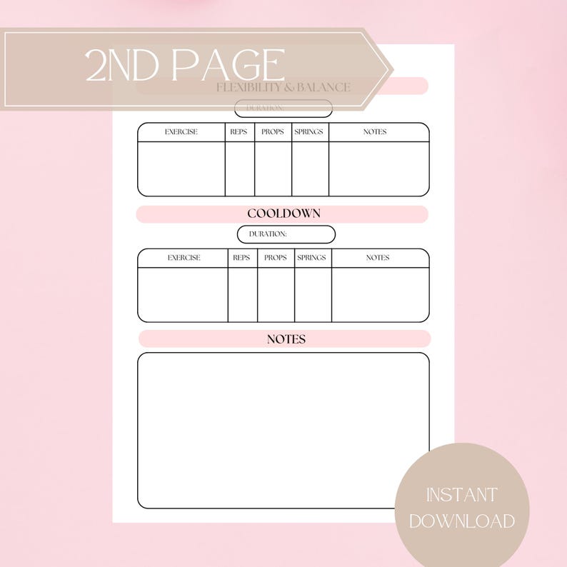 Pilates Class Lesson Planner, Printable Fitness Schedule, Instructor ...