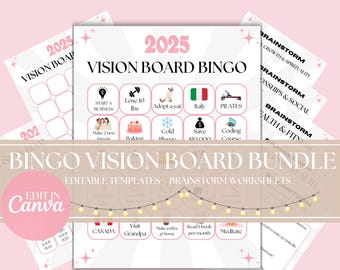 2025 Vision Board Bingo, Manifestation Goal Setting Worksheet ...