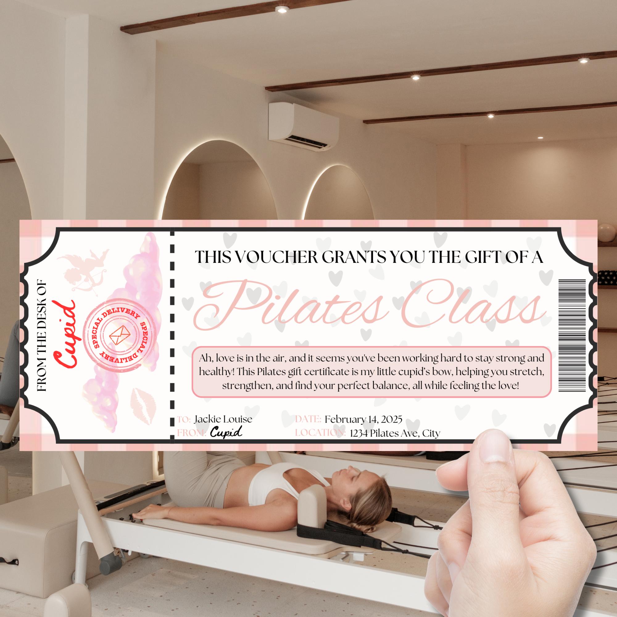 Pilates Gift Voucher, Valentine's Day Fitness Certificate, Wellness ...