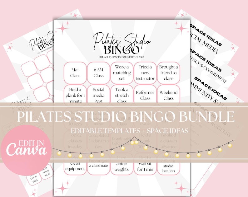 Pilates Studio Bingo Template, Client Engagement Game (editable Canva ...