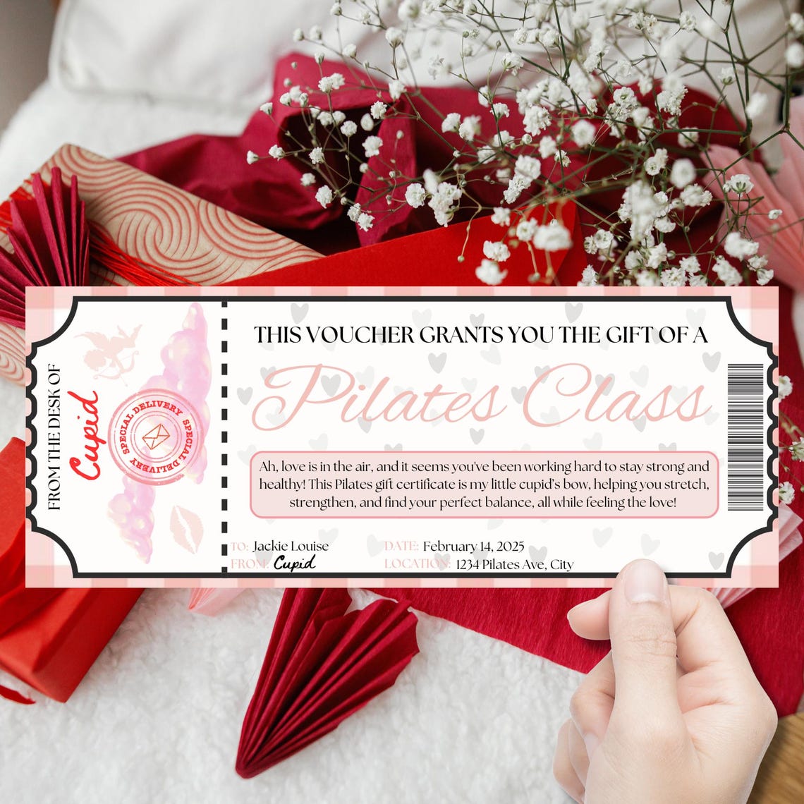 Pilates Gift Voucher, Valentine's Day Fitness Certificate, Wellness ...
