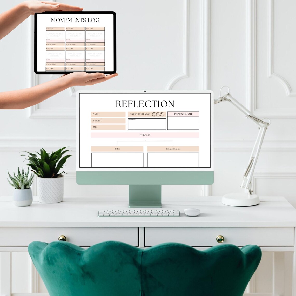Pilates Digital Planner, Printable Fitness Tracker, Wellness Planner ...