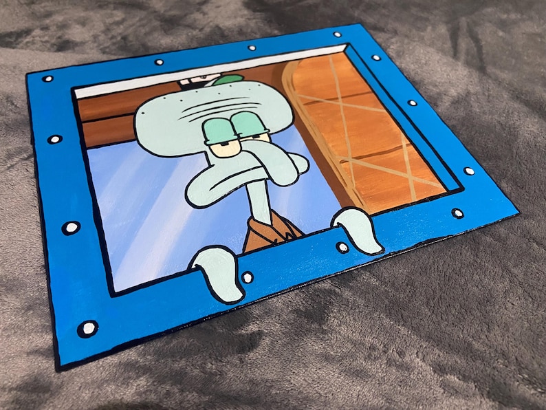Squidward Looking Through Window 3/spongebob Meme / Acrylic Painting / Childerens Room Decor ...