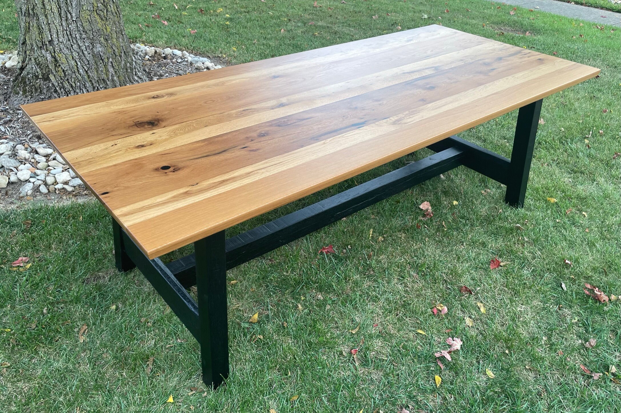 White Oak Farmhouse Dining Table, Rustic, Handcrafted Large Kitchen ...