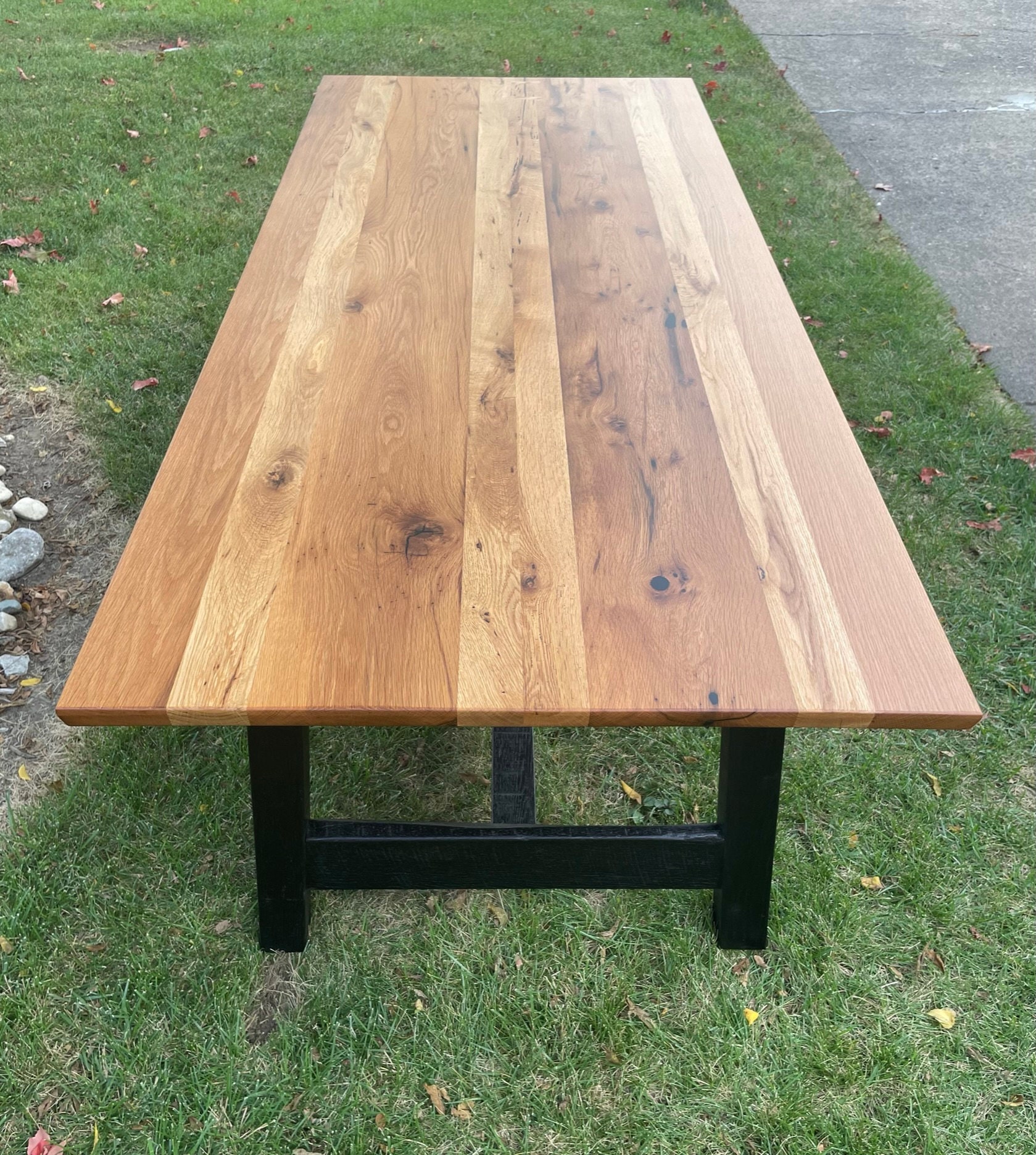 White Oak Farmhouse Dining Table, Rustic, Handcrafted Large Kitchen ...