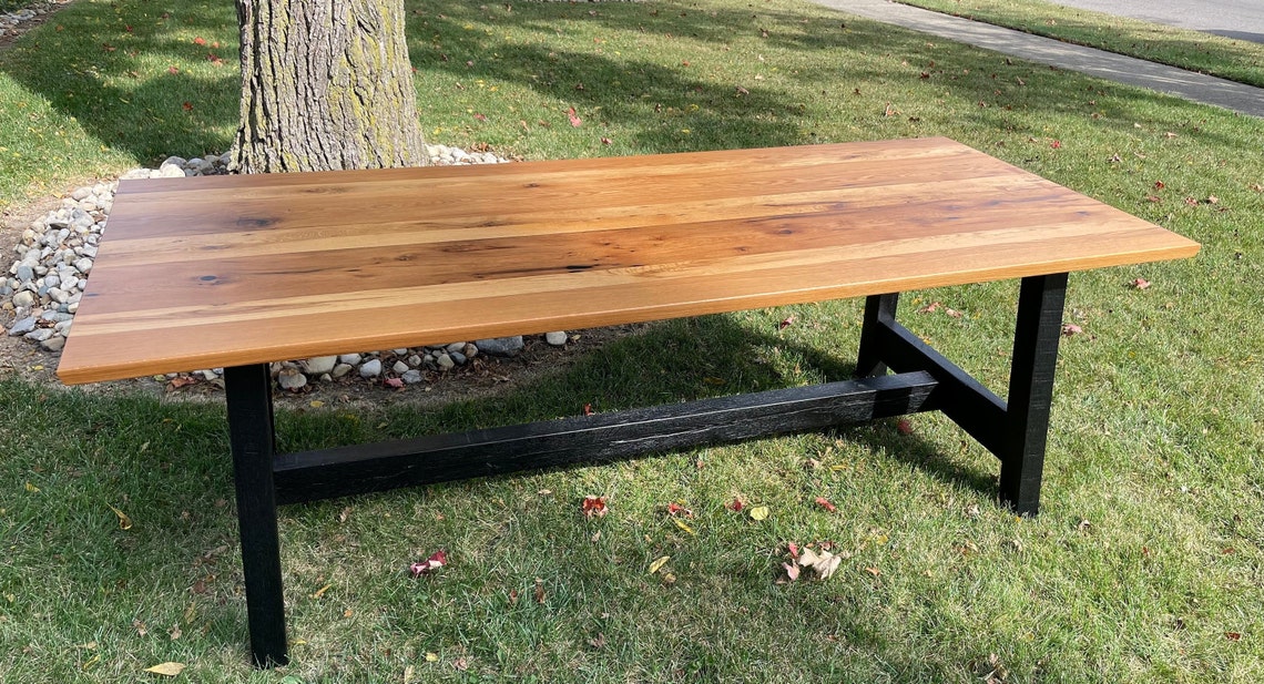 White Oak Farmhouse Dining Table, Rustic, Handcrafted Large Kitchen ...