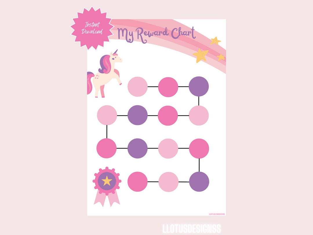 A4 Pink Unicorn Reward Chart downloadable PDF - Etsy