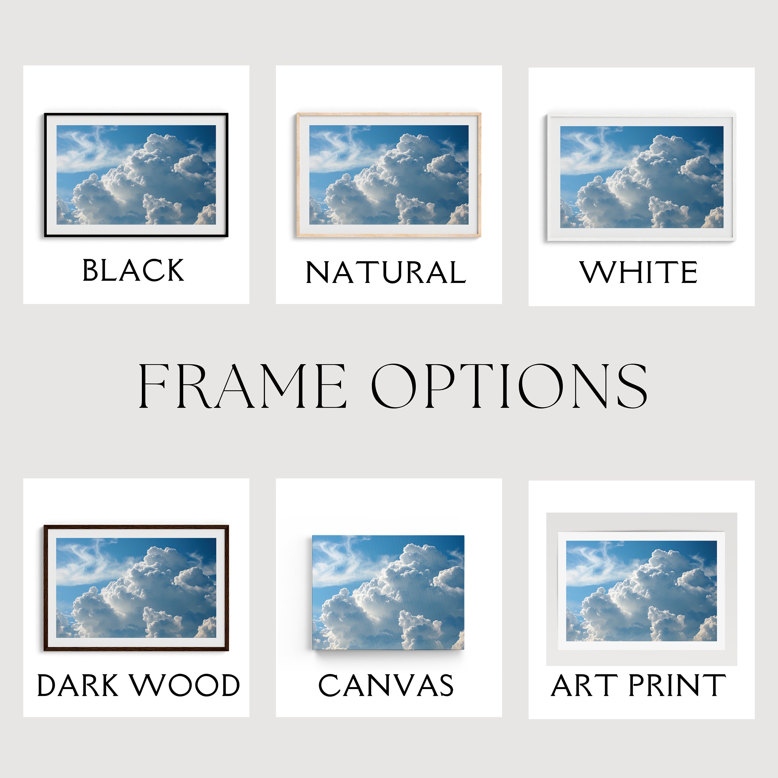 Beautiful Sky, Clouds, V3, Ready to Hang, Matte Paper, Framed Print ...