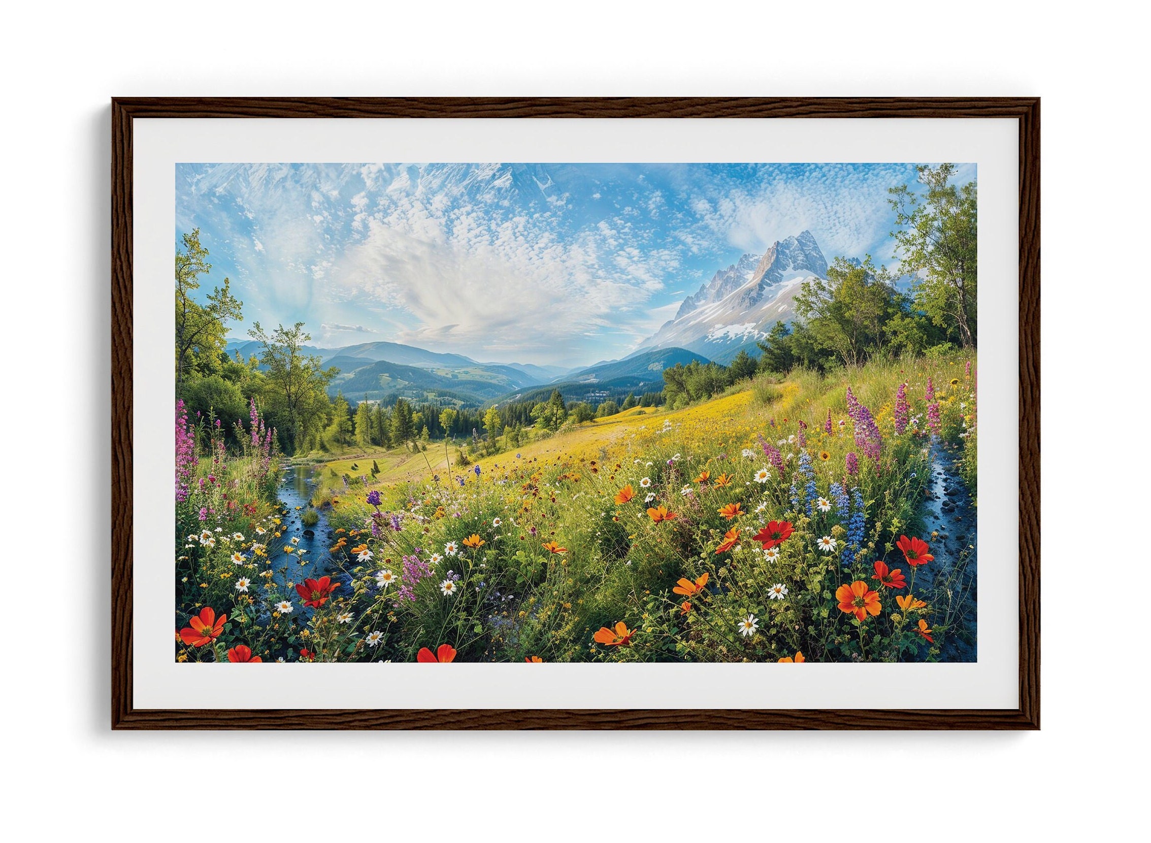 Wildflower Field, Scenic, Ready to Hang, Matte Paper, Framed Print ...